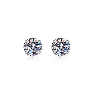 Dora莫桑石单钻耳钉女新款2025爆款纯银螺丝拧扣耳蜗钉睡觉不用摘