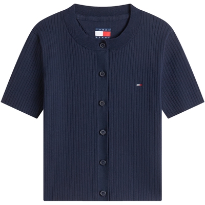 Tommy女装圆领开衫修身针织短袖