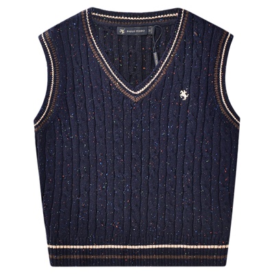 保罗彼得2025年新款女士针织背心V领复古无袖毛衣马甲UKECZ00271
