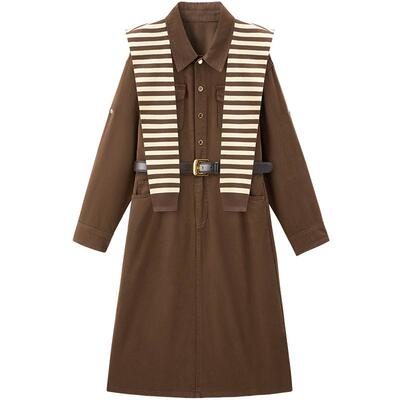 太平鸟女装巴恩风连衣裙新款含腰带长款裙子A1FAF1125