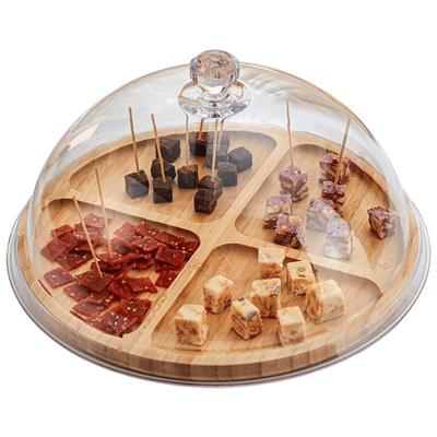 竹木质多格分格试吃盘带盖耐摔