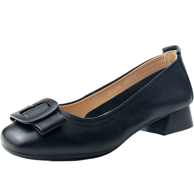 万里休闲套脚单鞋简约通勤风真皮