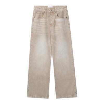 98SQUID 美式复古水洗做旧牛仔裤cleanfit宽松直筒百搭休闲长裤潮