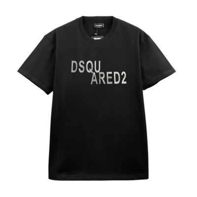 夏季潮牌渐变色做旧感DSQ创意错位字母印花短袖男百搭宽松圆领T恤