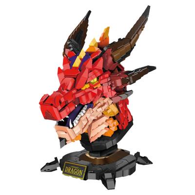 积木十二生肖龙首虎头大型高难度