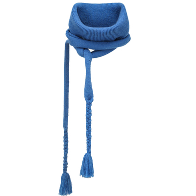 oinimi 立体麻花编织围脖 蓝色造型感针织围巾 可多种穿戴