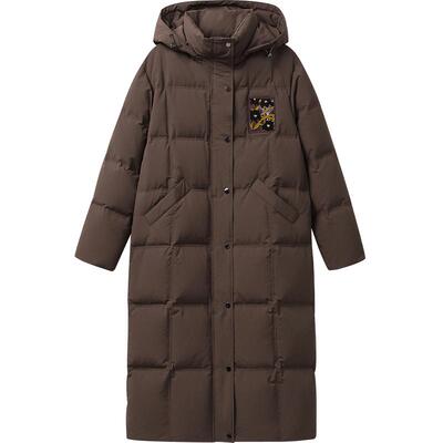 播防寒保暖连帽领羽绒服女冬季休闲宽松长款外套DDR4RD5232