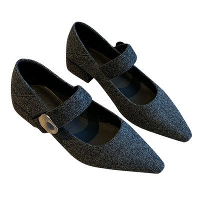 2025春季新款粗跟浅口单鞋