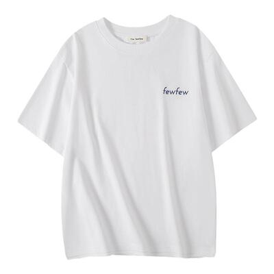 The fewfew 纯棉舒适亲肤干爽透气手绘感logo毛边下摆宽松中性T恤