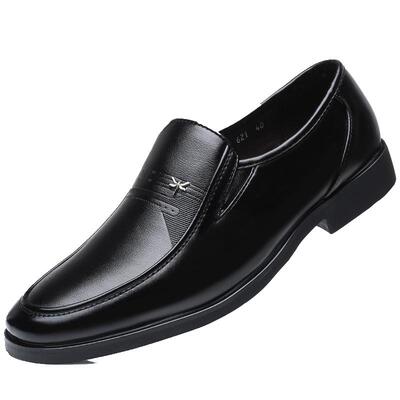 蜻蜓中老年商务正装低跟休闲皮鞋