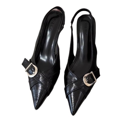 法式气质尖头皮带扣高跟包头凉鞋