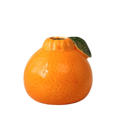 石榴橘子陶瓷小花瓶摆件