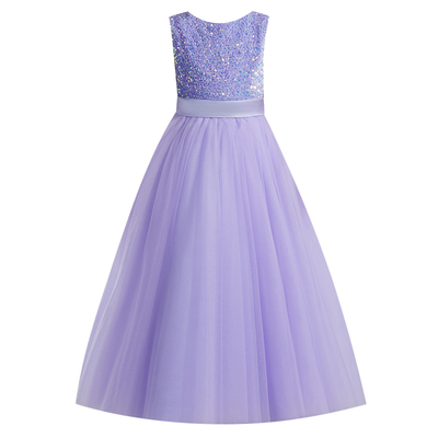 米妮非瑞洋气淡紫色网纱公主裙