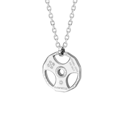 吊坠杠铃片情人节钛钢健身项链