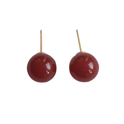 显白天然红玛瑙高级感耳钉耳夹女