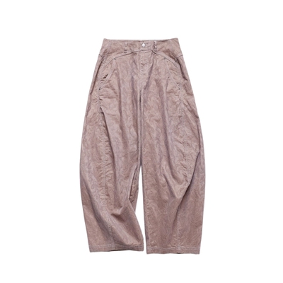 【JUNWEILIN】hug 秋冬新款长裤灰紫植绒提花萝卜裤