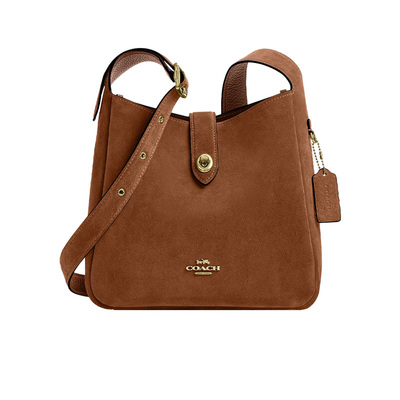 COACH黄赭色麂皮单肩包