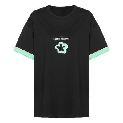 HPLY荷比俪2023夏季新款女字母荷花图案宽松休闲T恤HYD21620251