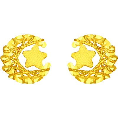 潮宏基至简星星糖黄18k金耳钉