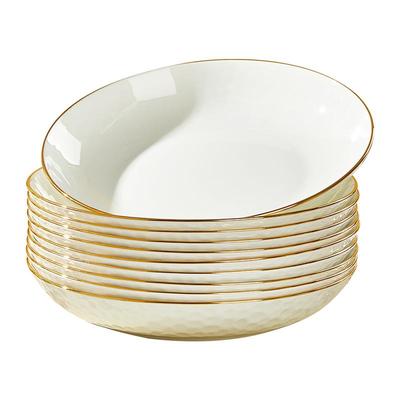 金边轻奢陶瓷菜盘纯白健康简约