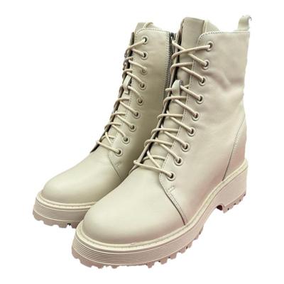 米色内增高11CM系带短筒马丁靴
