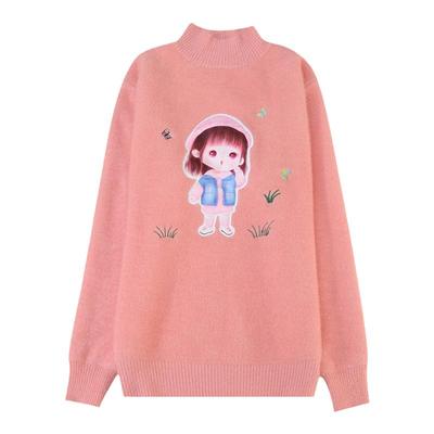 秋冬套头短款貂绒毛衣百搭半高领