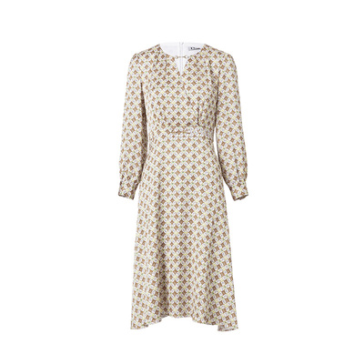 轻奢款法式印花收腰连衣裙迪图