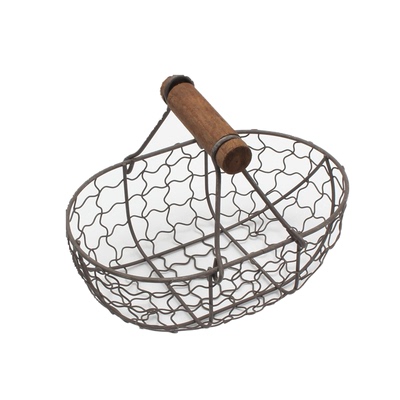 复古金属ins风木柄提手小篮子