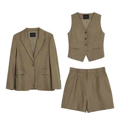 MavenLin亚麻西装外套/马甲短裤