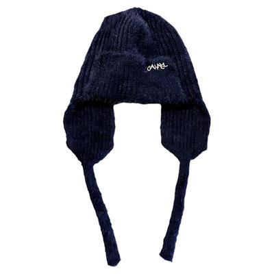 nojob vintage古着 美式复古街头简约帽雷锋帽子显脸小针织飞行帽