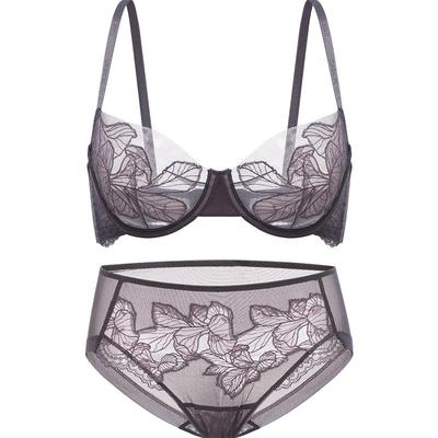 【套装】LACLOVER兰卡文蕾丝性感文胸内裤两件套轻羽蕾丝