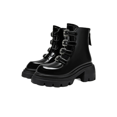 【李艺彤同款】MIO米奥冬季复古圆头马丁潮流机车靴增高短靴