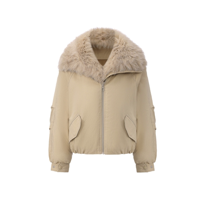 UNR新款可拆毛领短款宽松羽绒服