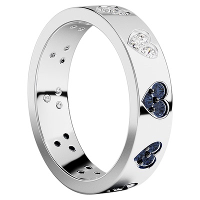 APM蓝银爱心戒指经典时尚