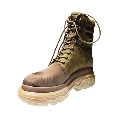 欧洲站真皮厚底大黄靴防水雪地靴