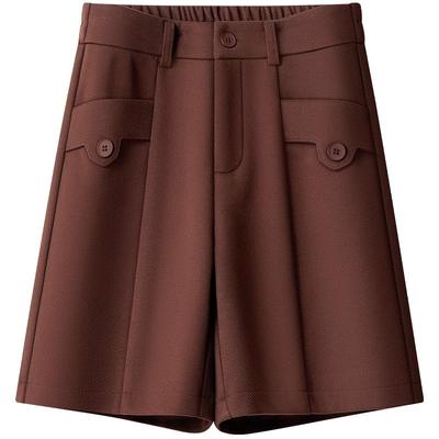 设计感毛呢休闲五分裤女秋冬2025新款外穿a字靴裤高腰显瘦阔腿裤