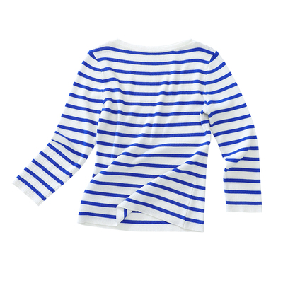 SINGLE MOMENT 25AW美利奴羊毛撞色条纹圆领八分袖针织衫T恤上衣