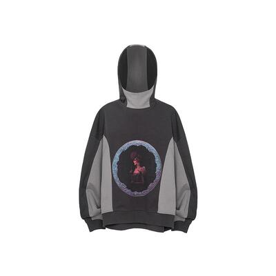印花连帽卫衣男女款复古