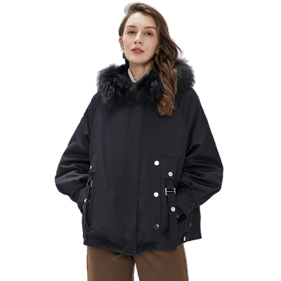 兽王内胆貉子毛领短款女士派克服