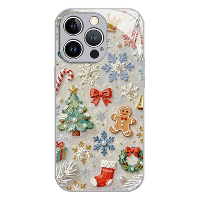 油画圣诞姜饼人适用华为pura80手机壳mate70pro圣诞节nova14新款13玻璃12套10荣耀500外400男300女200/x60/50