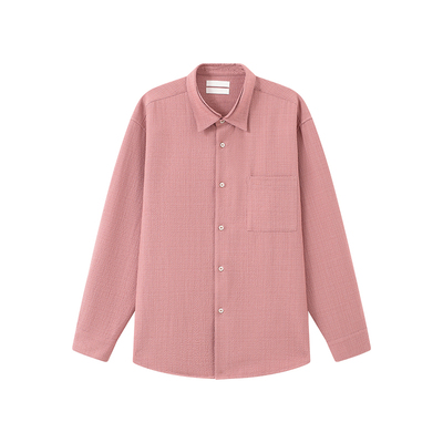 WHIMNOTION 25SS双领结构泡泡纱长袖衬衫抗皱简约休闲百搭外套男