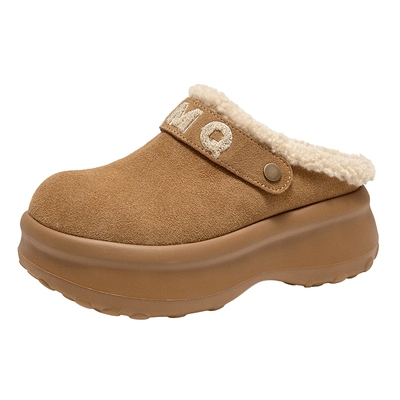 戈美其新款真皮厚底包头拖