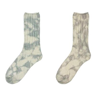 FSTPS扎染袜子2024秋季新款秋冬保暖堆堆袜ins潮双针女袜配乐福鞋
