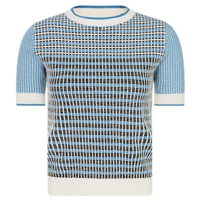 INSPIRE&STORIES短袖针织衫春秋女撞色小众圆领格纹减龄内搭打底