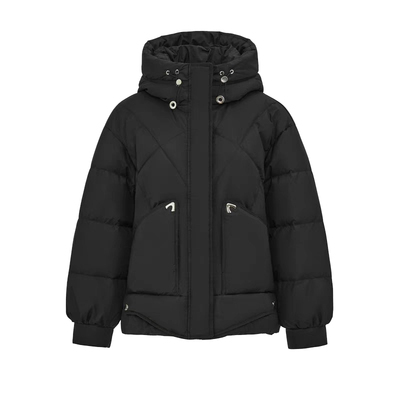 雅鹿冬季女短款白鸭绒连帽羽绒服