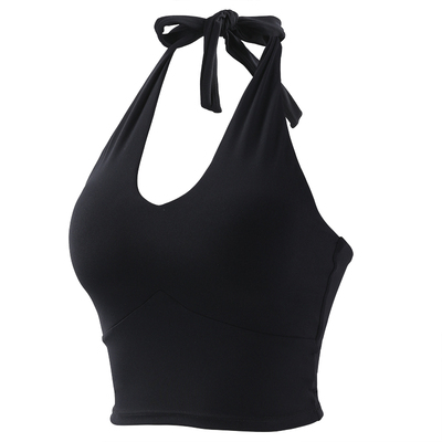 挂脖运动内衣女带胸垫美背普拉提