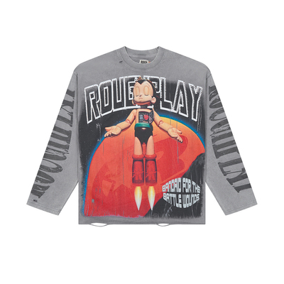 RoughPlay复古做旧洗水长袖T恤男