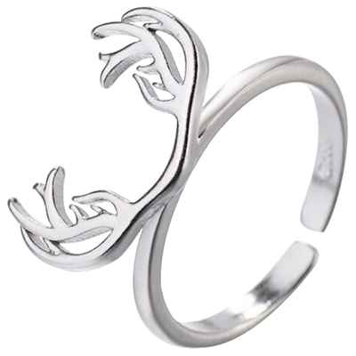 s925银饰品时尚鹿角可调节戒指