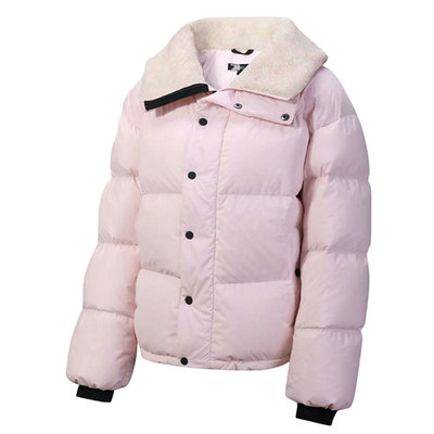 CURIO女短款粉色黑色滑雪羽绒服