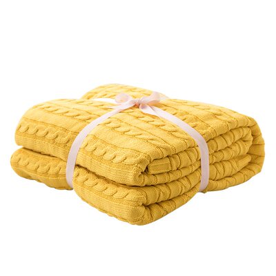 Retro dark green knit blanket bed tail blanket麻花全棉针织毯